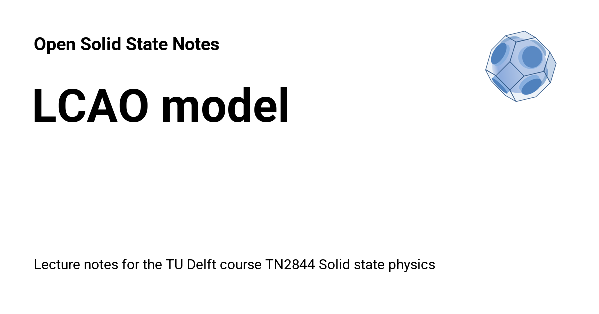LCAO model - Open Solid State Notes