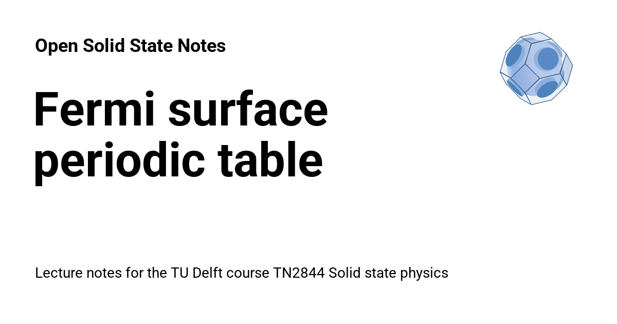 Fermi Surface Periodic Table Open Solid State Notes